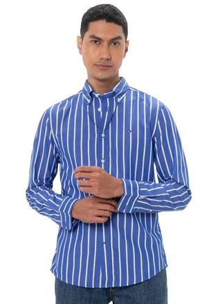 Tommy Hilfiger Herren Hemd Flex Poplin Nautical aus Baumwolle, Mehrfarbig (Optic White/Wedge Blue), XXL