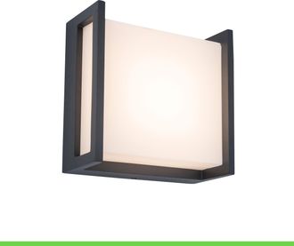 Lutec LED-Au&szlig;enwandleuchte QUBO, kleine Wandlampe aus Aluminium in Anthrazit, Wandleuchte mit 9,5W, 650 Lumen, Lichtfarbe Warmwei&szlig; (3000K), eckige Au&szlig;enleuc