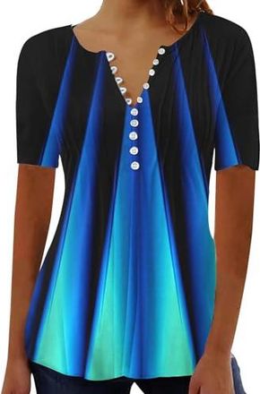 Generic Femme Tee Shirt Coton Loisirs Blanc T-Shirt Top 3/4 Manches D&eacute;t&eacute; Lache Basique Tshirt Sport Confortable &Agrave; Col en V Haut Tunique Manches 3/4 Casual Tee