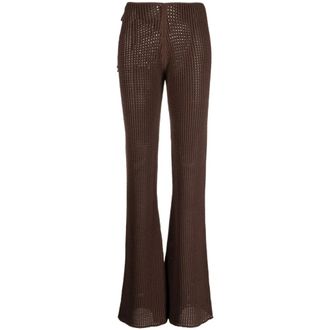 ADĀMO Andrea Adamo Pantalon &Eacute;vas&eacute; Taille Haute - Femme - Pantalons - Brun - Taille: 36 FR