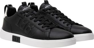 Replay Herren Sneaker aus Leder, Schwarz (Black White 008), 40