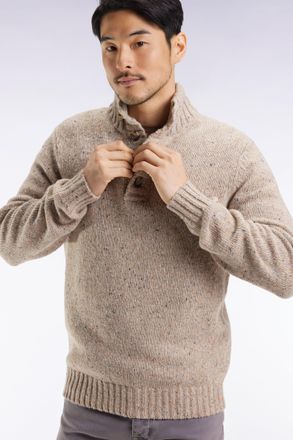 Eden Park Pull Col Montant En Laine Vierge Mélangée Beige