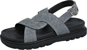 Generic Sandales de marche dété pour femme - Polyvalentes - Style romain - Grande taille, bleu, 40.5 EU 3X-Large