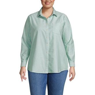Lands End Langarm Oxford-Hemd, Damen, Gr&ouml;&szlig;e:52-54 plus, Gr&uuml;n, Baumwolle, by Lands End