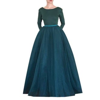 Generic Faltenrock T&uuml;llrock Lang, T&uuml;llrock A Linie Elastischer Hoher Bund Midirock Damen Mesh Gro&szlig;er Saum Langer Rock, Schwarz Blau Gr&uuml;n Rock T&uuml;ll Unterrock, 