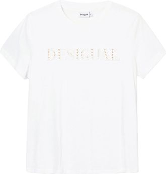 Desigual Womens Woman Knit Short Sleeve T-Shirt, White, X-Large