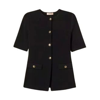 Twinset Femme, Vestes, Noir, Taille: 36 FR Veste Tricot&eacute;e &agrave; Boutons