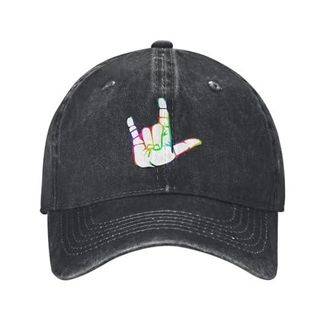 Generic Langue des Signes Am&eacute;ricaine (ASL) &laquo; Je taime &raquo; Unisexe Snapback Cap Athl&eacute;tique Chapeau De Cowboy R&eacute;tro Ancien Casquette Trucker pour Toutes Les Saiso