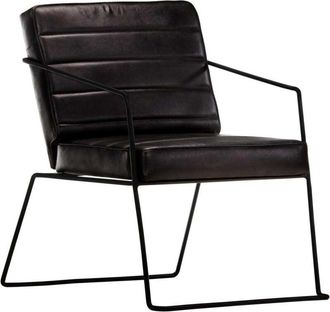 vidaXL Fauteuil Noir Cuir v&eacute;ritable