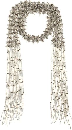 Dries Van Noten Femme, Accessoires, Gris, Taille: ONE Size Beaded and Fringed Jewel Scarf