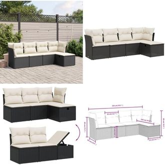 vidaXL 5-tlg. Garten-Sofagarnitur mit Kissen Schwarz Poly Rattan - Gartengestell - Gartenm&ouml;bel Set - Outdoor Sofa - Lounge Set - Rattan Gartenm&ouml;bel - Home &