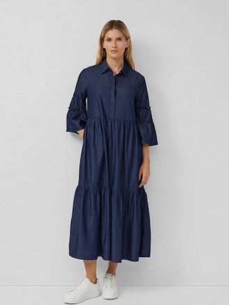 s.Oliver Midikleid Kleid Hemdblusenkleid mit verspielten Volumen-Details