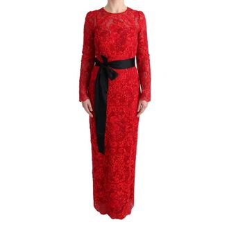 Dolce & Gabbana Floral Ricamo Sheath Long Dress - - Dresses - Damen - Rot - S