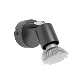 Eglo Wandlampe innen Stecci-E, Wandleuchte mit flexiblem Strahler, Wandstrahler aus Stahl und Kunststoff in Schwarz, Leselampe mit GU10 Fassung