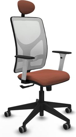 Piqueras y Crespo Brauner Schreibtischstuhl mit wei&szlig;en und schwarzen Armlehnen, h&ouml;henverstellbare Lendenwirbelst&uuml;tze und festes Kopfteil, ausgestattet mit 3 Positionen,