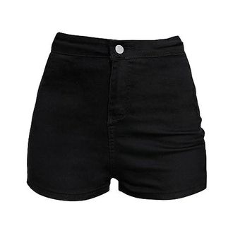Generic Short en jean d&eacute;contract&eacute; pour femme taille haute amincissante couleur unie &agrave; enrouler - Pantalon court &agrave; la mode, simple, court d&eacute;contract&eacute; &eacute;l&eacute;gant p