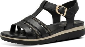 Jana Damen Sandalen flach mit Klettverschluss Vegan, Schwarz (Black), 41 EU