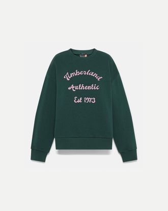 Timberland Sweatshirt mit Rundhalsausschnitt und geb&uuml;rstetem R&uuml;cken f&uuml;r Damen in Dunkelgr&uuml;n, Damen, Gr&uuml;n, Gr&ouml;&szlig;e