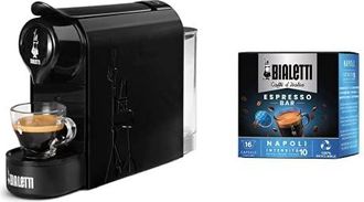 Bialetti Gioia - Machine &agrave; caf&eacute; expresso, tr&egrave;s compacte, pour capsules en aluminium il Caff&egrave; dItalia, noir Caf&eacute; Napoli - 16 Capsules Mokespresso Caff&egrave; dItalia 