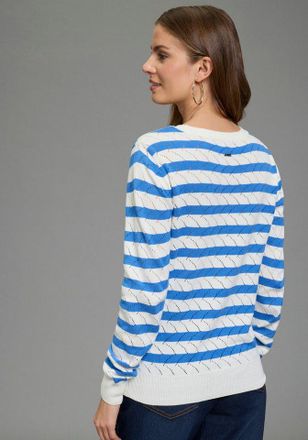 Laura Scott Ajourpullover leichter &Uuml;bergangspullover mit moderner Struktur und Streifen