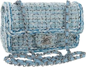 Chanel Sac bandouli&egrave;re mini Chanel doccasion en toile - Femme - Pre-owned - Bleu - Taille: ONE Size
