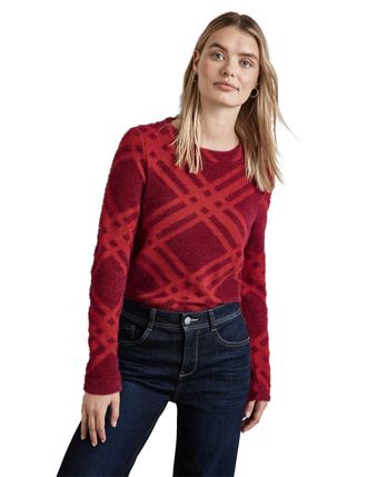 Street One Damen A322234 Flauschiges Langarmshirt, Beet Red, 38 EU