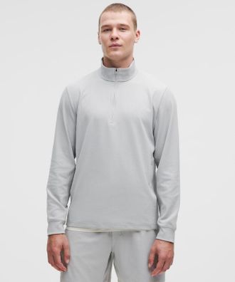 lululemon Strick-Lauftop mit halblangem Rei&szlig;verschluss und reflektierenden Details f&uuml;r M&auml;nner - Gr&ouml;&szlig;e 2XL in White/Silver Drop