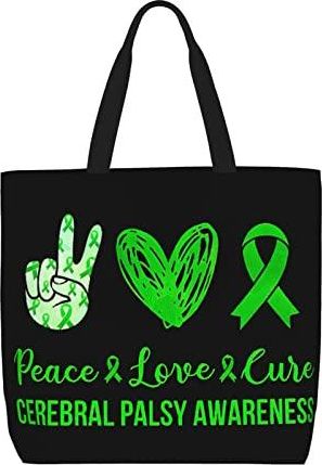 Generic Sac Fourre-Tout Mois De Sensibilisation &Agrave; La Paralysie C&eacute;r&eacute;brale Fourre Tout Personnaliser R&eacute;utilisable Sacs &Agrave; Main, Pour &Eacute;cole, Voyage, Burea, Shoppi