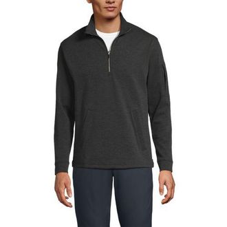 Lands End Piqué Performance-Zipperpullover, Herren, Größe:56-58 regular, Schwarz, Polyester-Mischung, by Lands End