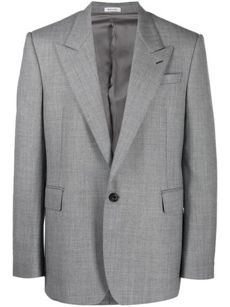 Alexander McQueen blazer en laine à simple boutonnage - Gris
