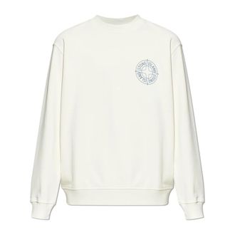 Stone Island Homme, Sweatshirts et sweats &agrave; capuche, Beige, Taille: L SweaT-shirt ras du cou avec logo imprim&eacute;
