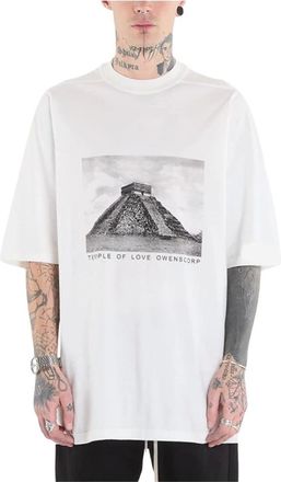 Rick Owens Homme, Tops, Blanc, Taille: XS T-shirt Jumbo &agrave; Manches Courtes