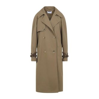 Moschino Femme, Manteaux, Brun, Taille: 34 FR Trench-coat en gabardine de coton m&eacute;lang&eacute;