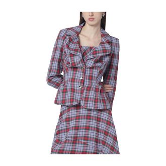 Vivienne Westwood Femme, Vestes, Rouge, Taille: 38 FR Drunken Checked Jacket