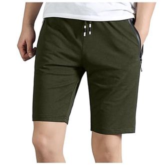 Generic Pantalons courts pour homme &eacute;t&eacute; d&eacute;contract&eacute; court &eacute;lastique entra&icirc;nement court cordon de serrage d&eacute;contract&eacute; short avec poches zipp&eacute;es, Vert arm&eacute;e., 3