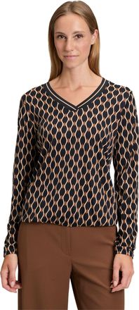 Betty Barclay Damen Blusenshirt mit V-Ausschnitt 40, Schwarz/Beige