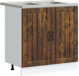 vidaXL K&uuml;chenschrank Lucca 2 pcs Braun 80 x 46 x 81.5 cm Holzwerkstoff vidaXL