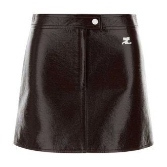 Courr&egrave;ges Femme, Jupes, Brun, Taille: 38 FR Reedition Vinyl Mini Skirt