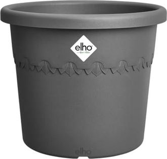 ELHO Algarve Cilindro 35 cm - Gro&szlig;er Blumentopf f&uuml;r den Au&szlig;enbereich - Pflanzgef&auml;&szlig;e - 100% recycelter Kunststoff - Schwarz/Anthrazit