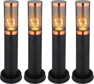 Globo Lighting Stehlampe Sockelleuchte Balkon Standleuchte Außenbeleuchtung rauch Kupfer Außen Stehlampe, Edelstahl Kunststoff, 1x E27, DxH 7,6x45 cm, 4er Set