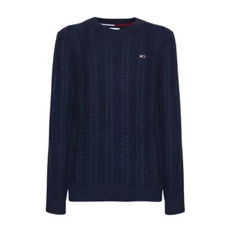 Tommy Jeans Bio-Baumwoll-Zopfmuster Pullover Blau - - Knitwear - Herren - Blau - L