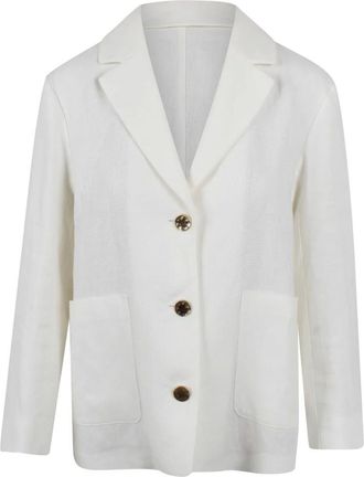 Max Mara Femme, Vestes, Blanc, Taille: 36 FR Veste Boxy en Toile de Lin Pur