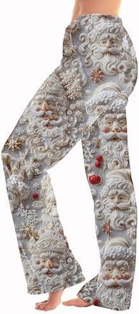 Generic Pantalon de pyjama long en flanelle Y2K pour femme - Motif Père Noël Kawaii - Super doux et confortable - Décontracté - Automne et hiver - Pour Noël, 