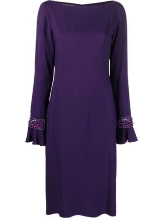 Alberta Ferretti Lang&auml;rmeliges Kleid mit Zierperlen - Violett