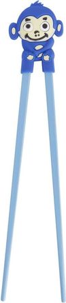 Tokyo Design Studio ESS-Stäbchen für Kinder, blau, 22 cm, mit süßer AFFE als Halterung für Anfänger, Stäbchen auswechselbar