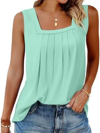 Generic Debardeur Femme Chic et &eacute;l&eacute;gant Chemisier sans Manche D&eacute;bardeur Grande Taille Top ete Haut Chic et Elegant Fluide Ample Caraco Vetement Femme Tee Shir