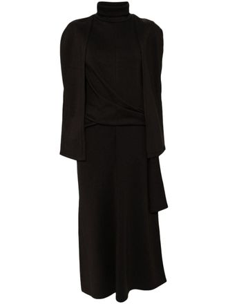 GOEN.J robe-cape à détail de noeud - Marron