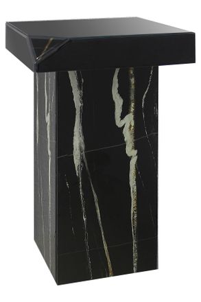 Xora Beistelltisch, Schwarz, Wei&szlig;, Glas, Holzwerkstoff, quadratisch, w&uuml;rfelf&ouml;rmig, Sockel, 30x51x30 cm, Wohnzimmer, Wohnzimmertische, Beistelltische