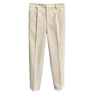 Generic Pantalon habill&eacute; en laine pliss&eacute;e sur le devant pour homme - Pantalon habill&eacute; &agrave; chevrons - Pantalon habill&eacute; classique &agrave; devant plat, kaki, 46