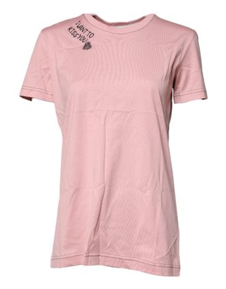 Dolce & Gabbana Logo-Print Cotton T-Shirt - Pink